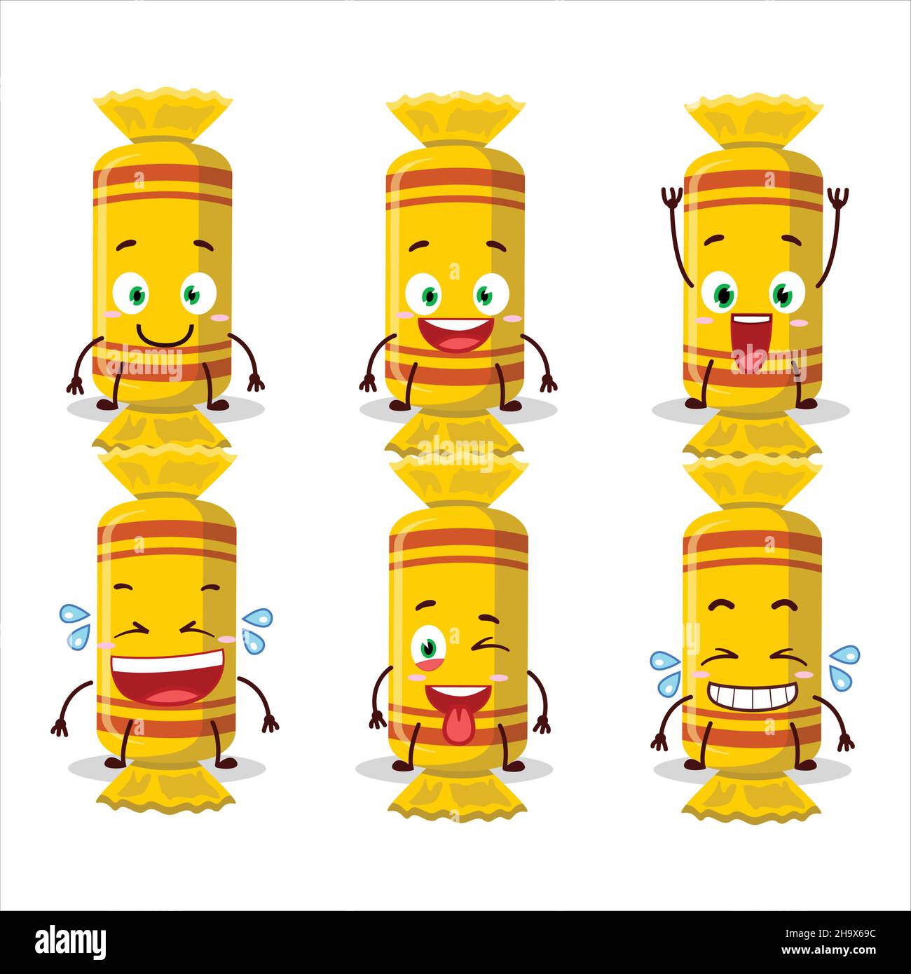 Cartoon character of yellow long candy package with smile expression ...