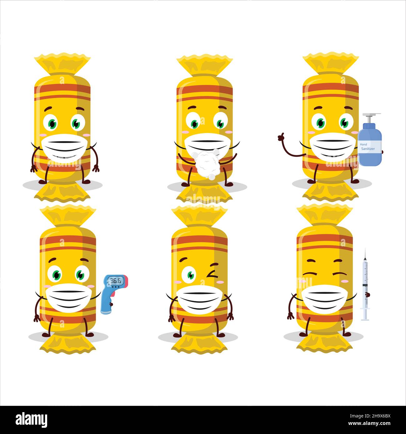 A picture of yellow long candy package cartoon design style keep ...