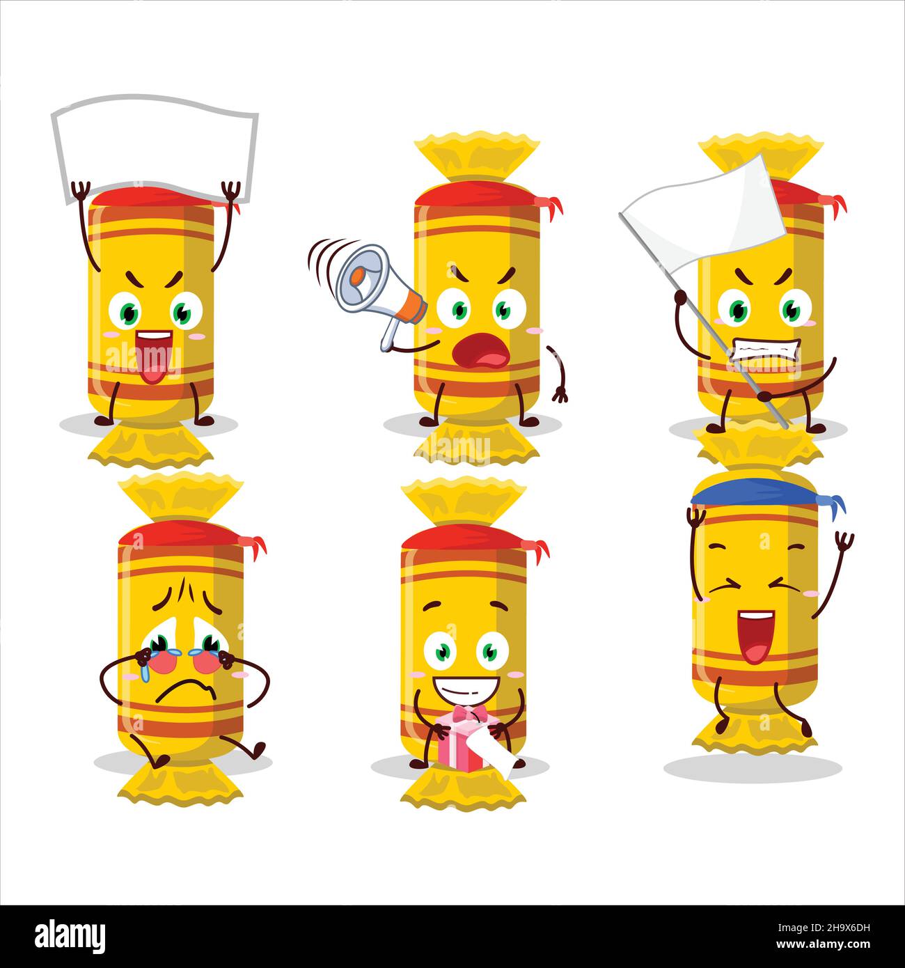 Mascot design style of yellow long candy package character as an ...