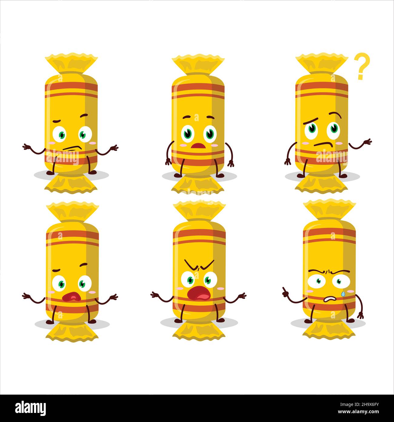 Cartoon character of yellow long candy package with what expression ...