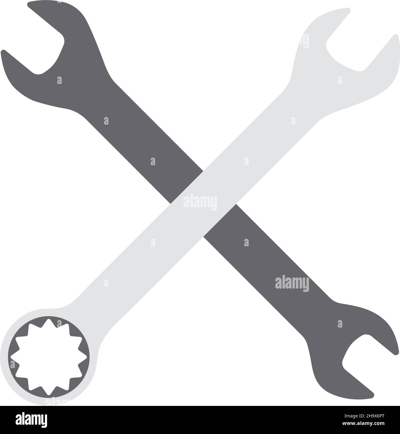 Icon Of Crossed Wrench. Flat Color Design. Vector Illustration Stock ...