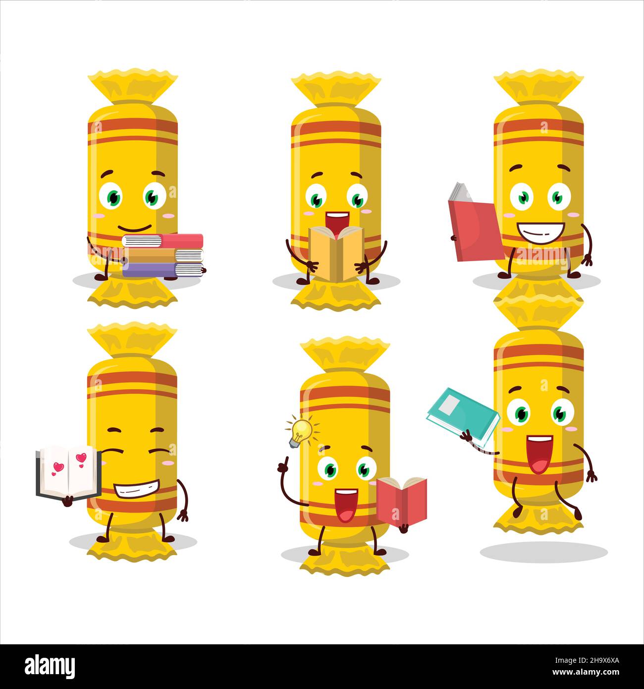 A picture of yellow long candy package cartoon character concept ...