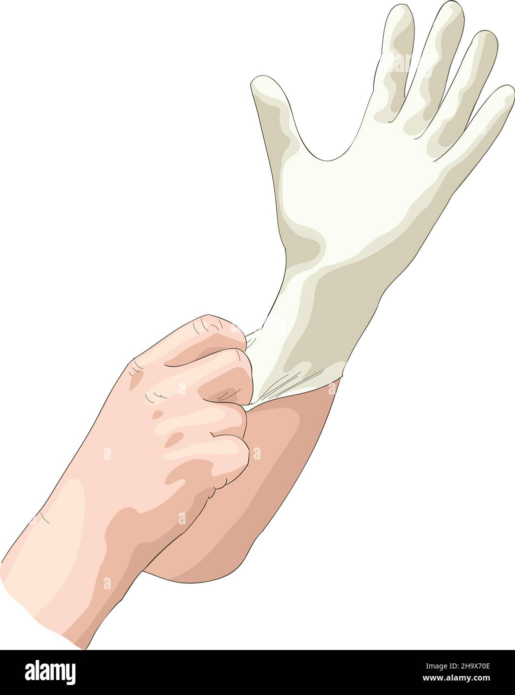 The doctor wears sterile latex gloves. Vector illustration Stock Vector ...