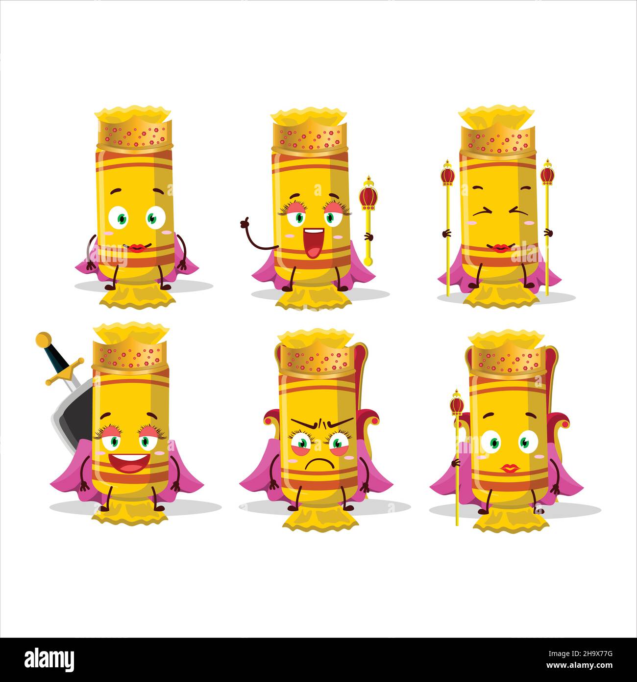 Queen and her magic clothes cartoon of yellow long candy package ...