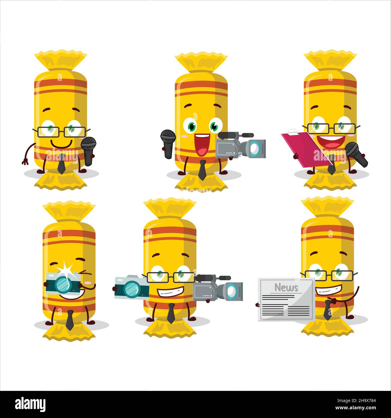 Character reporter yellow long candy package cute mascot with ...