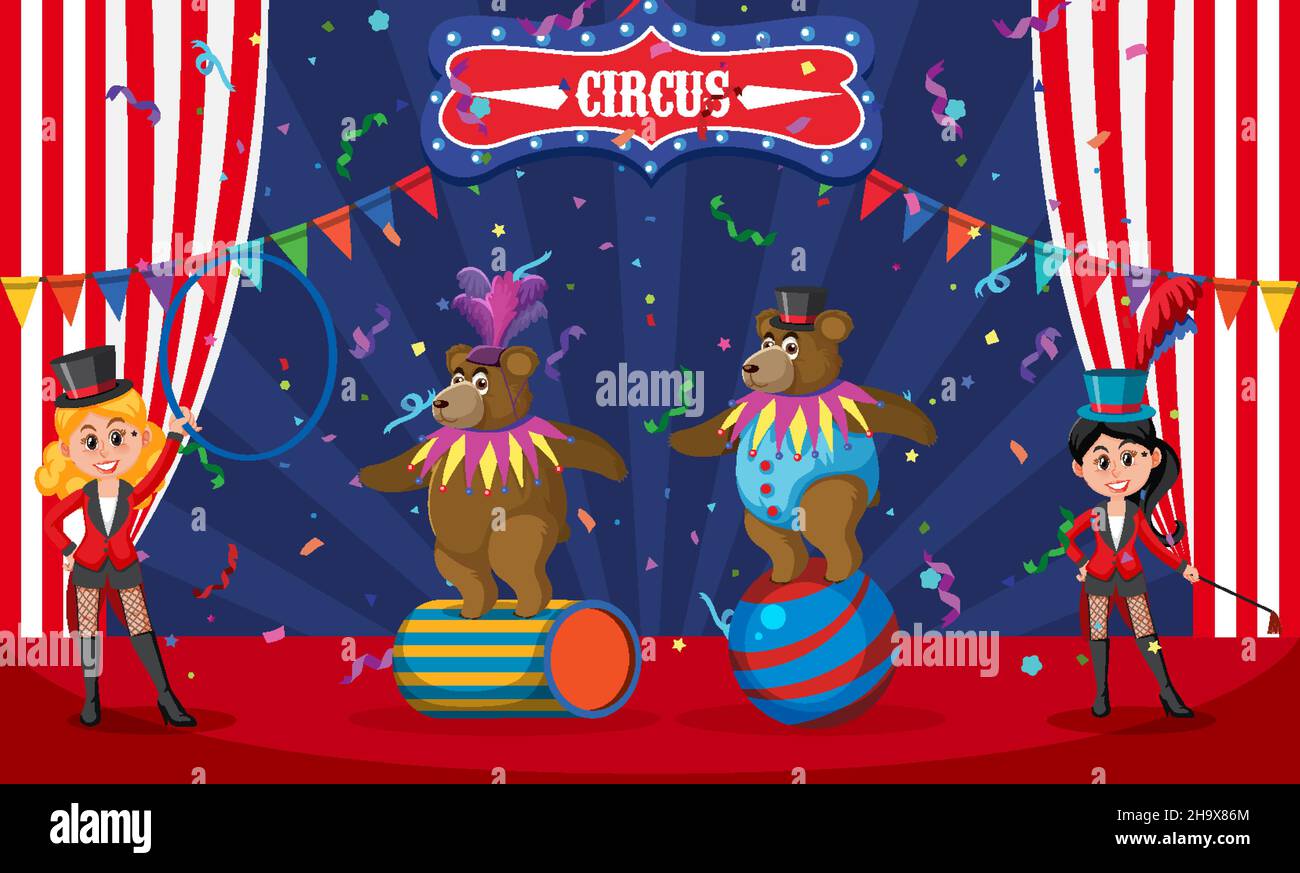 Bear performance balancing on ball illustration Stock Vector Image ...