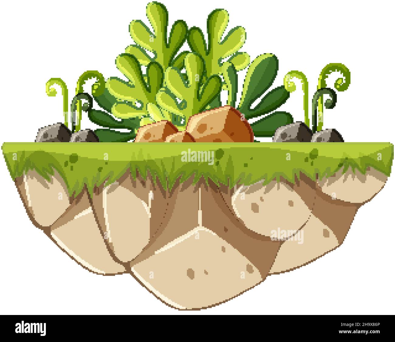 Isolated dirt ground with nature elements illustration Stock Vector ...