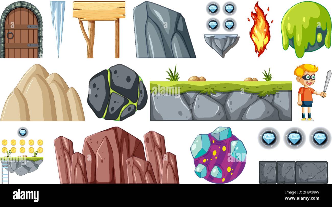 Set of isolated fantasy space objects illustration Stock Vector Image ...
