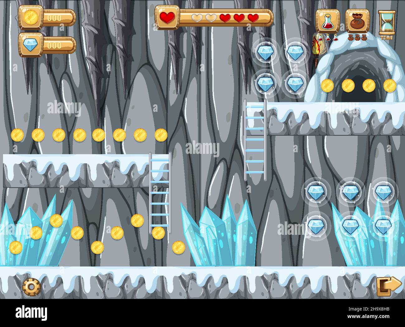 A Game Template Ice Cave Scene illustration Stock Vector Image & Art ...