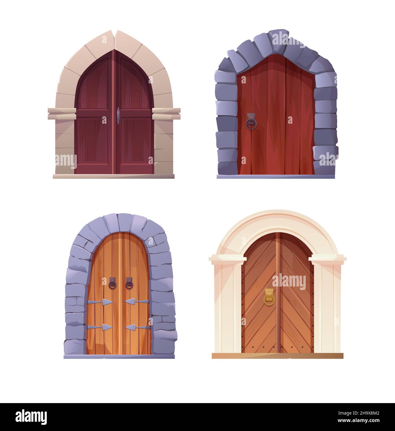 Gothic Style Wood Door Stock Vector Images - Alamy