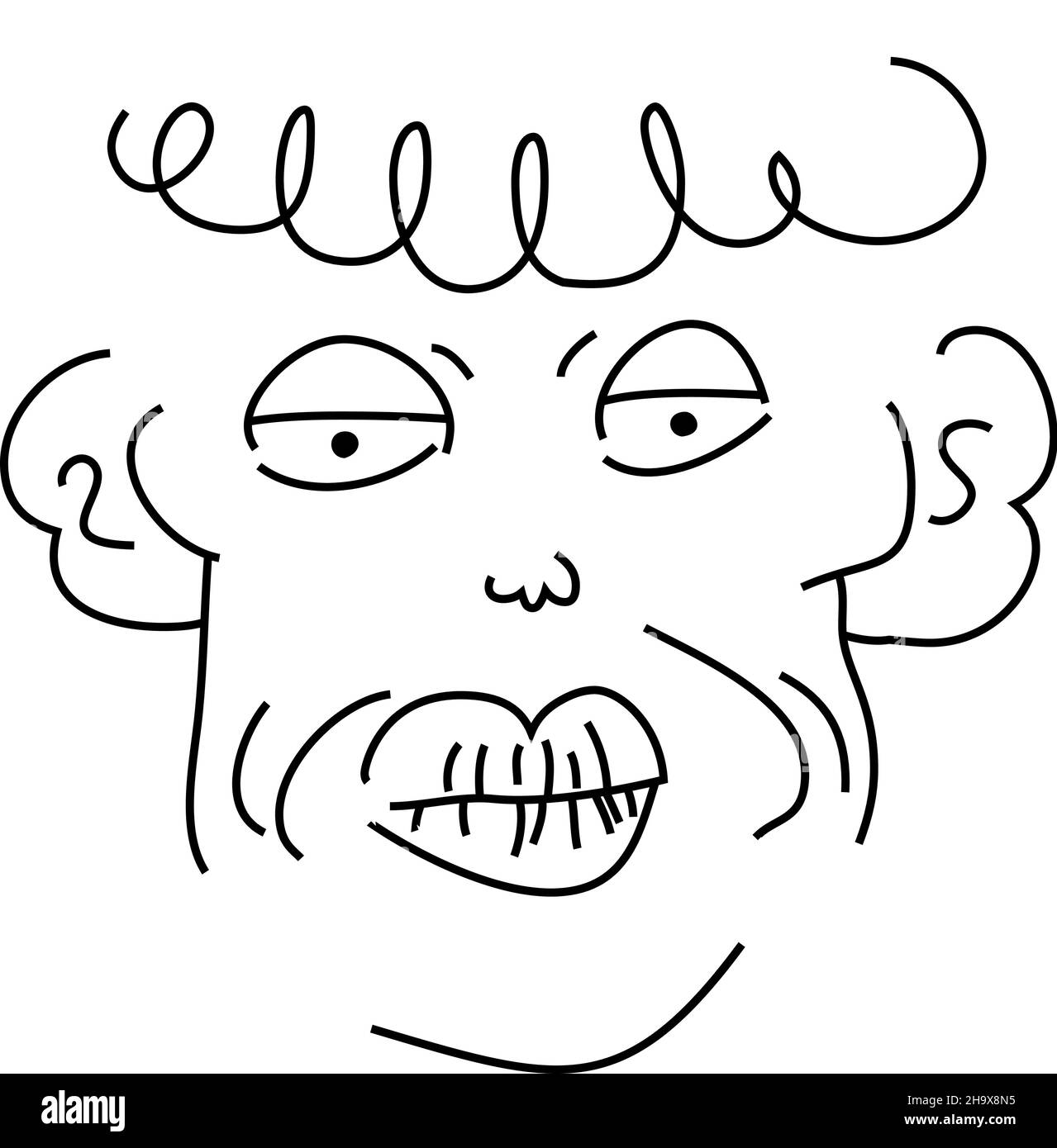 Grotesque face illustration Black and White Stock Photos & Images - Alamy