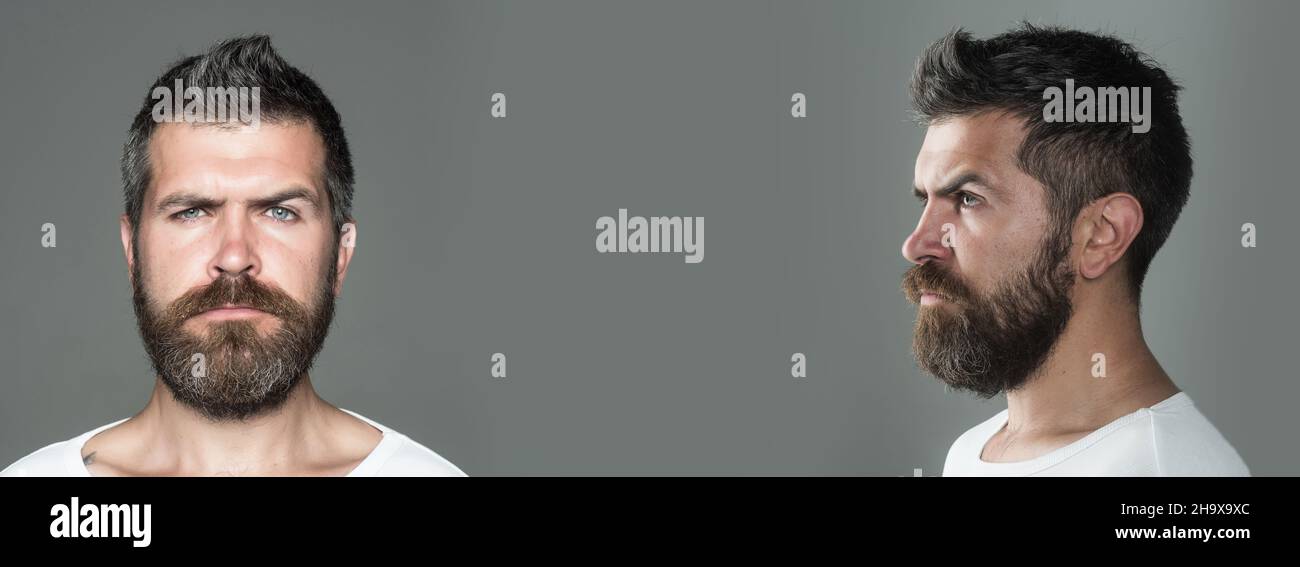 Bearded man with classic long beard. Barber, barbershop. Mustache men ...