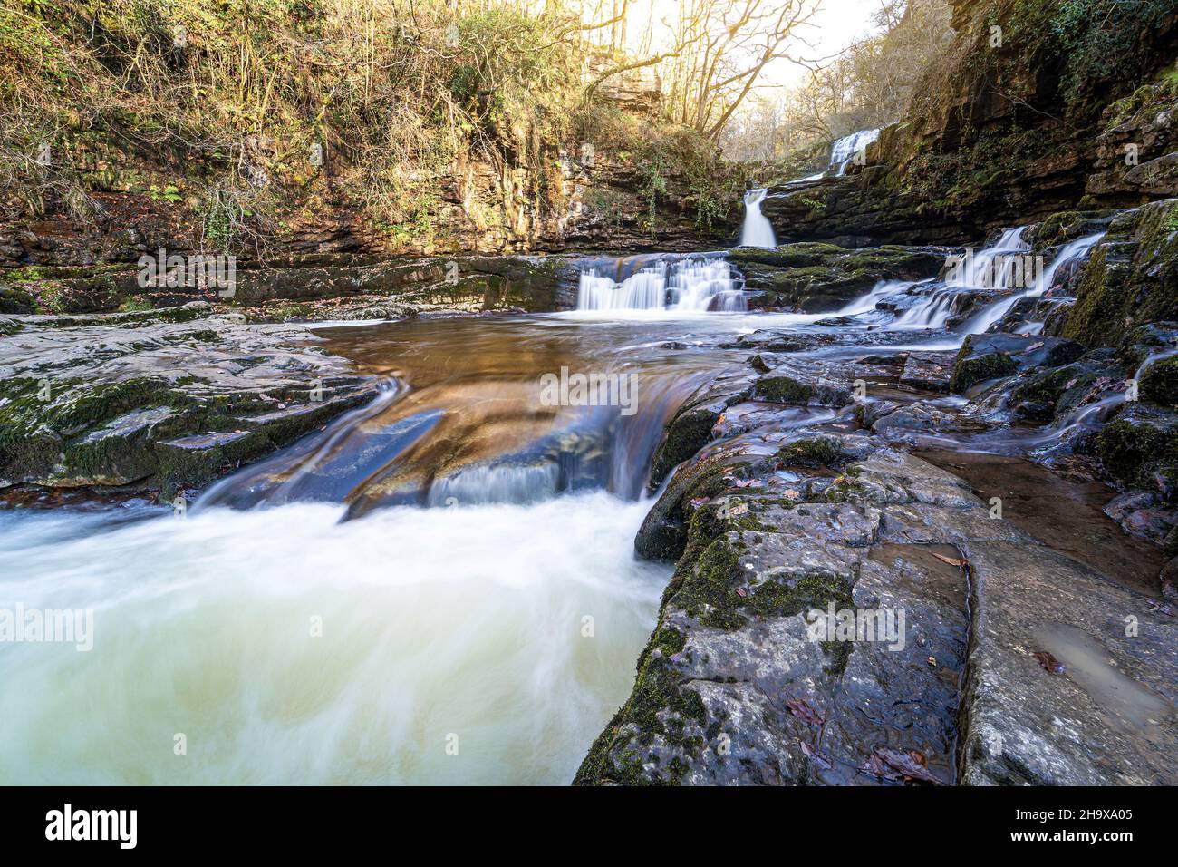 Sgwd Isaf Clun-Gwyn waterfall along the Four Waterfalls walk, Waterfall ...