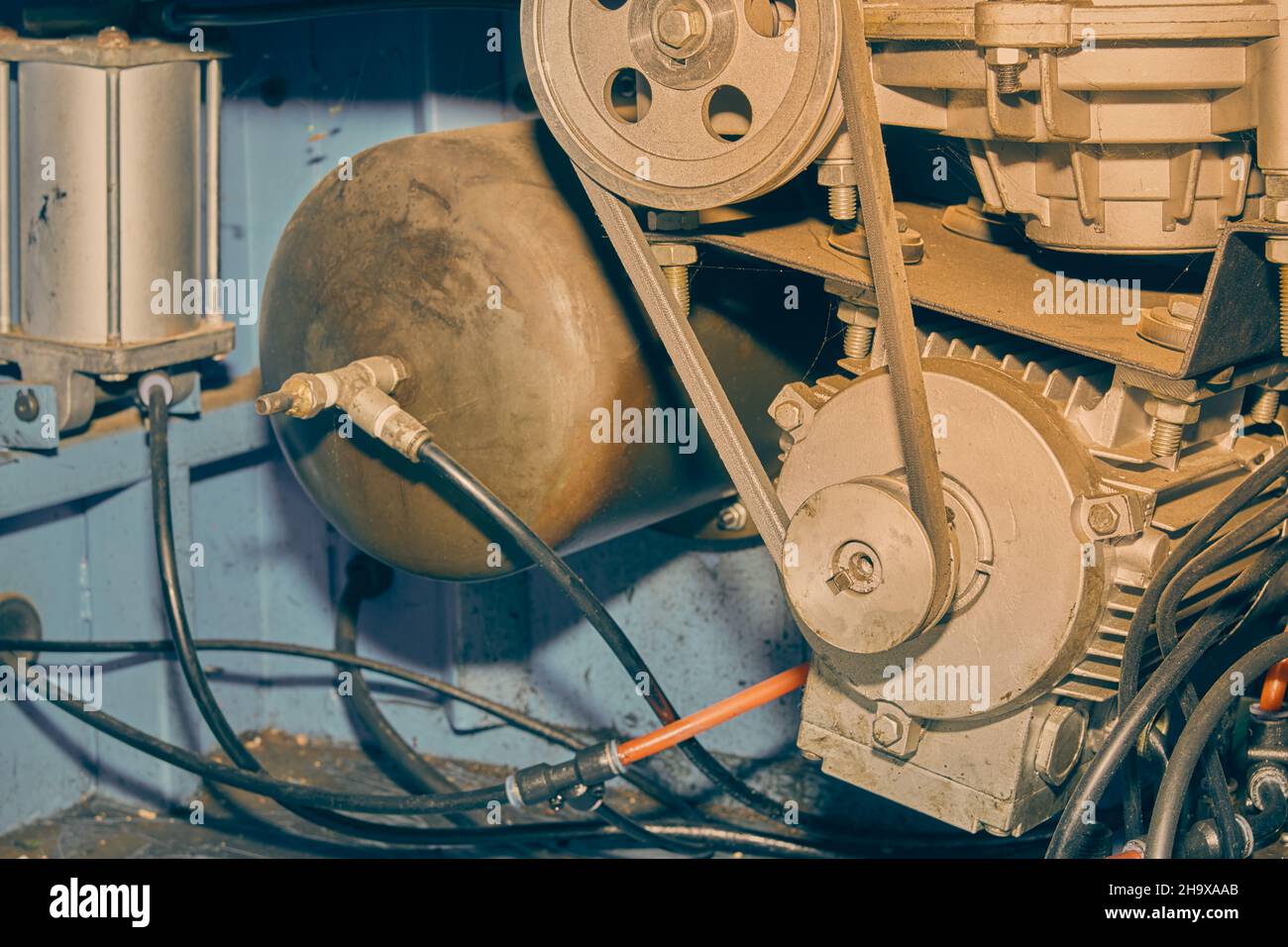 Electric Motor and Pulley and Air Tank of Pneumatic System in Tire ...