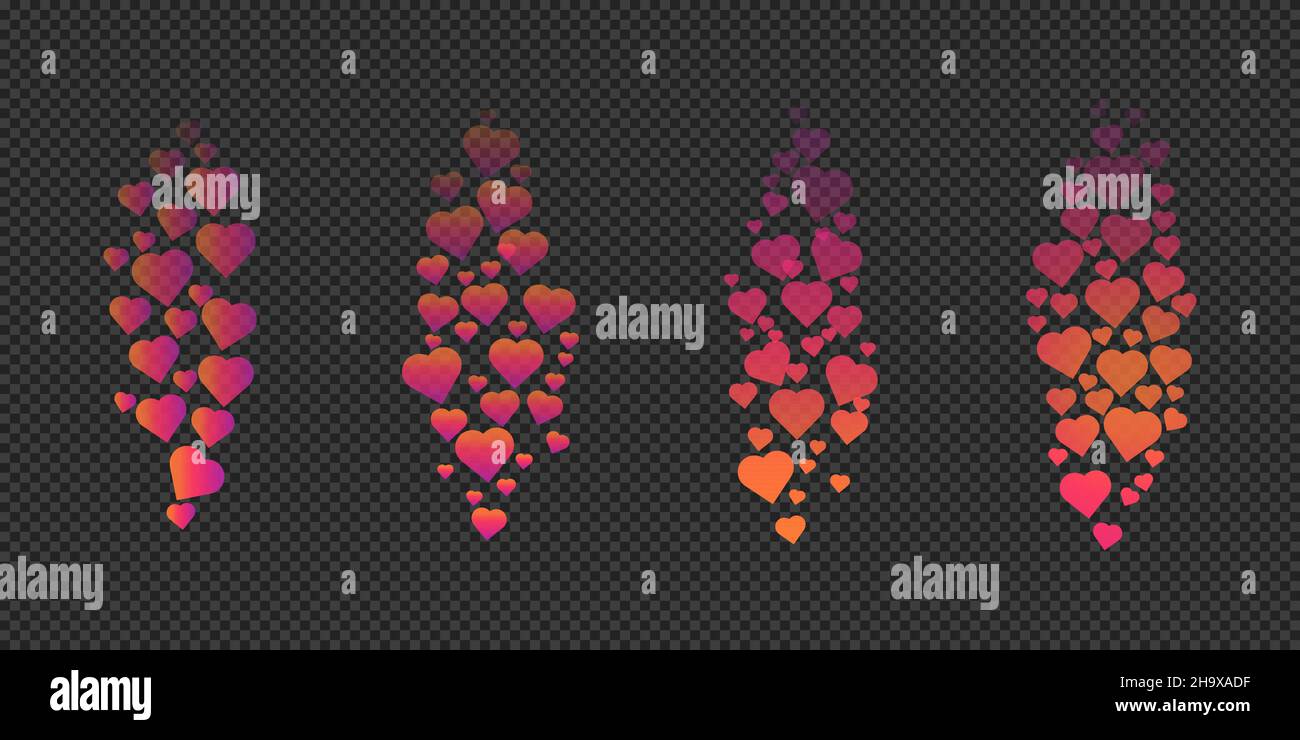 Live like stream social media reactions. Set of gradient vector flying ...