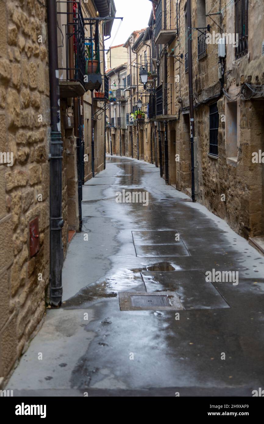 Narrow street historic buildings in village of Laguardia, Álava, Basque ...