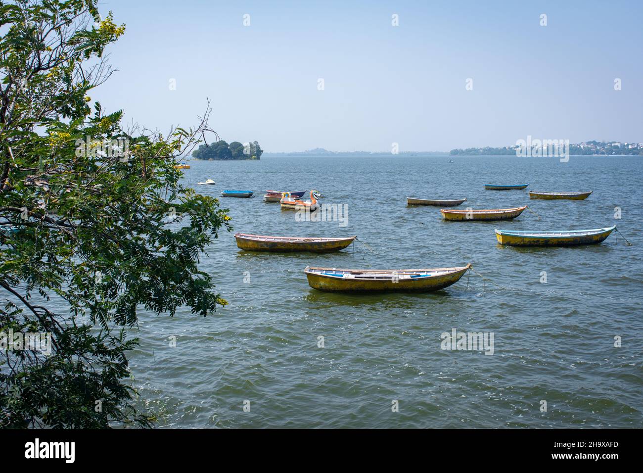 Boats in the upper lake at Bhopal which is also known as 'city of lakes ...
