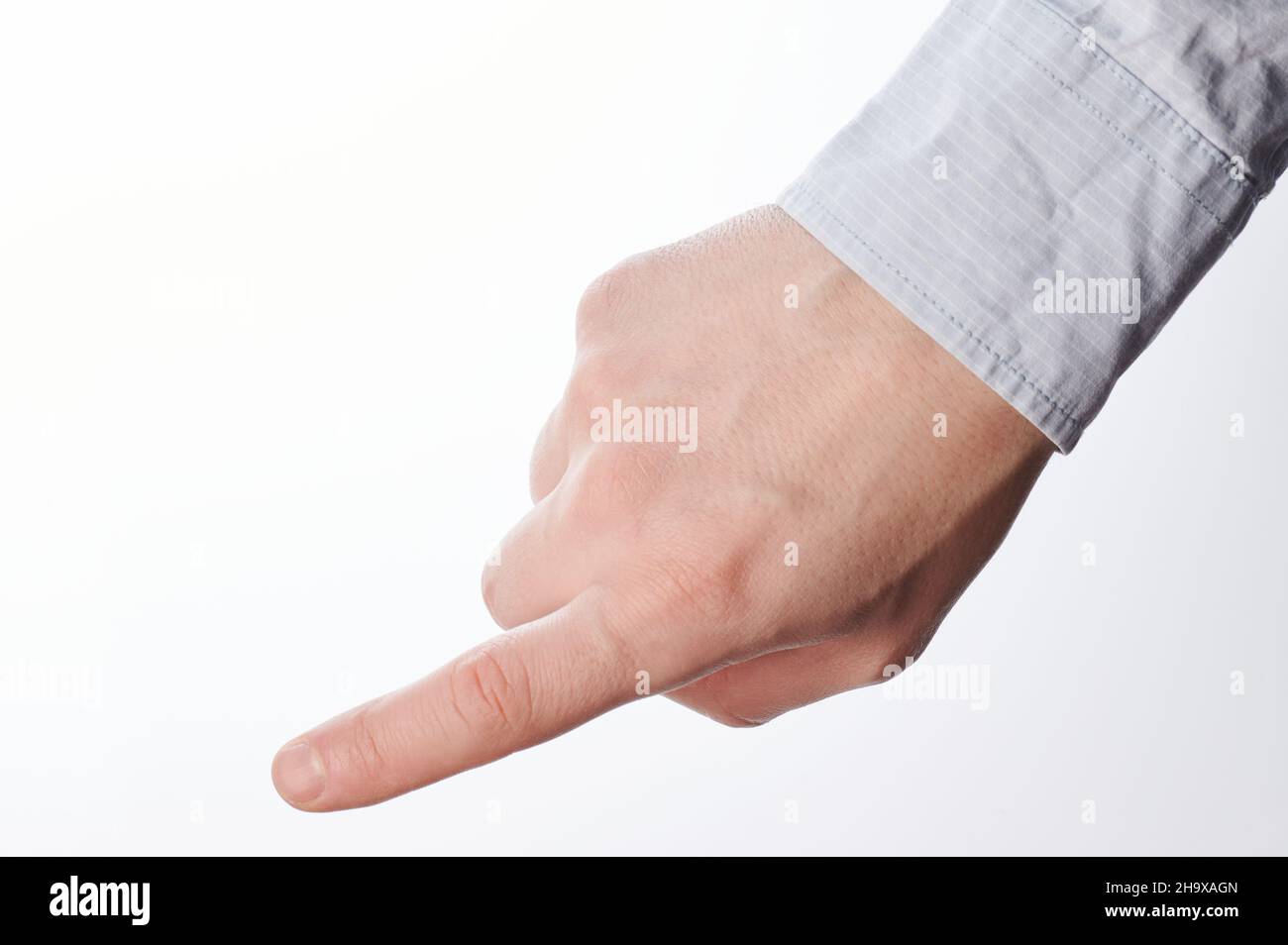 Finger touching empty space above top view isolated Stock Photo - Alamy