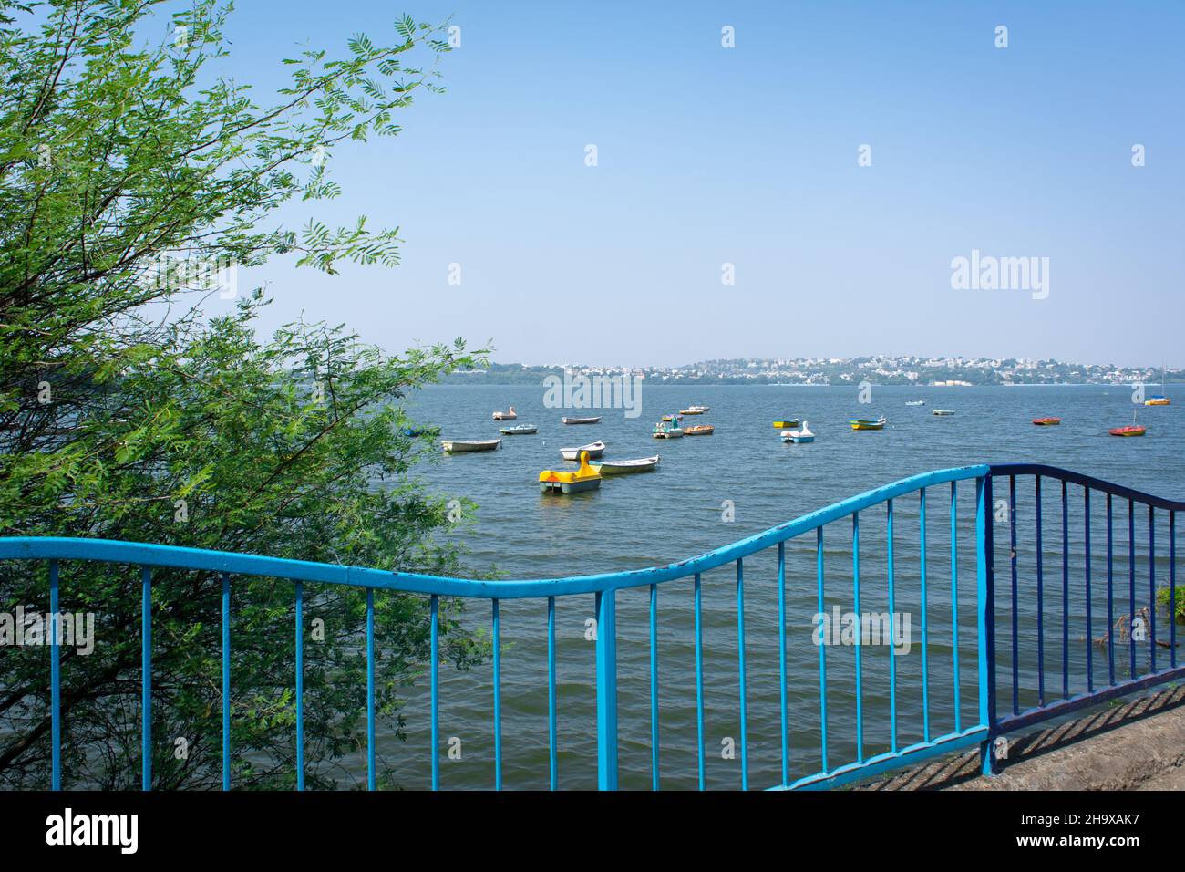Boats in the upper lake at Bhopal which is also known as 'city of lakes ...