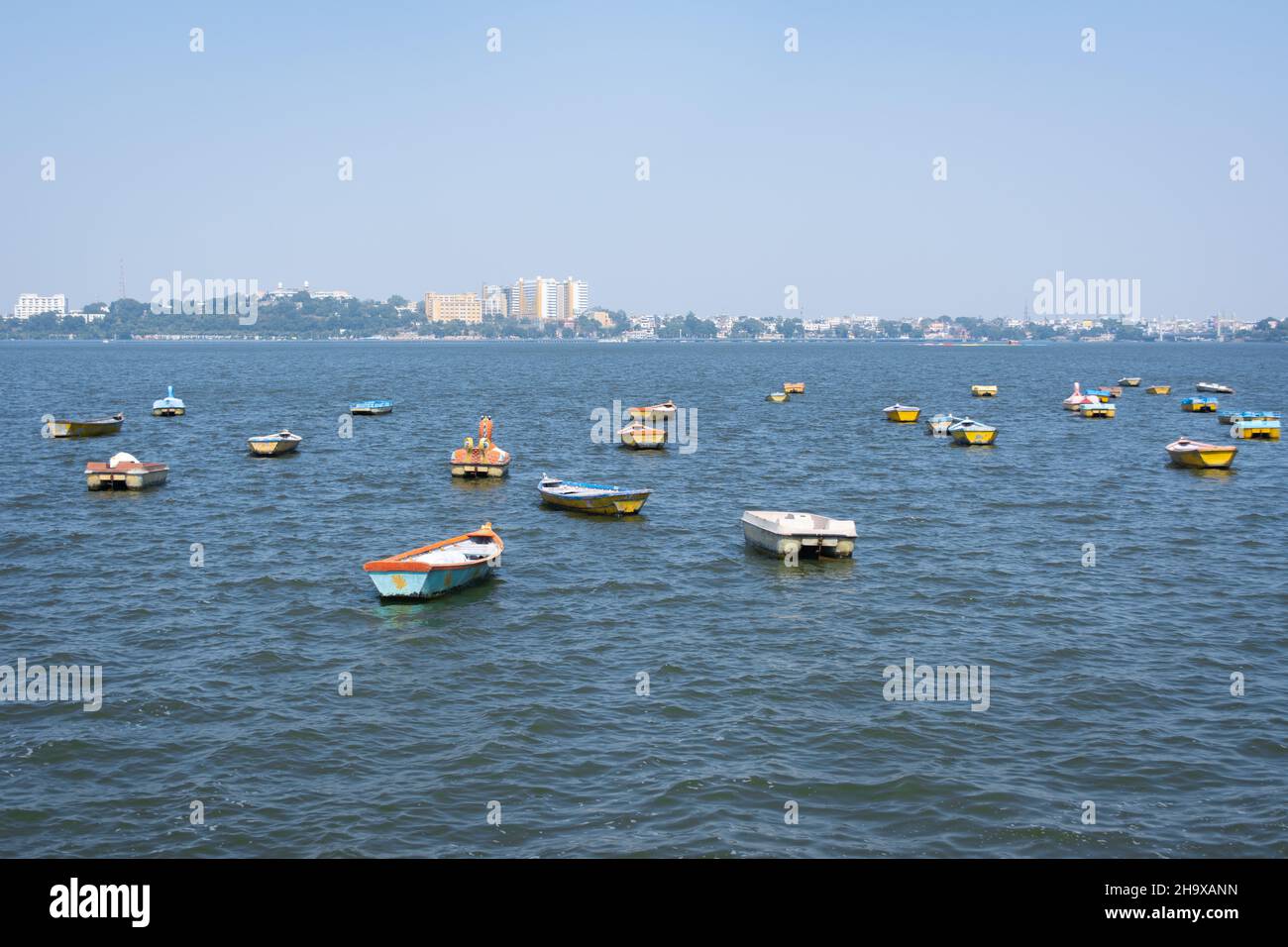 Boats in the upper lake at Bhopal which is also known as 'city of lakes ...