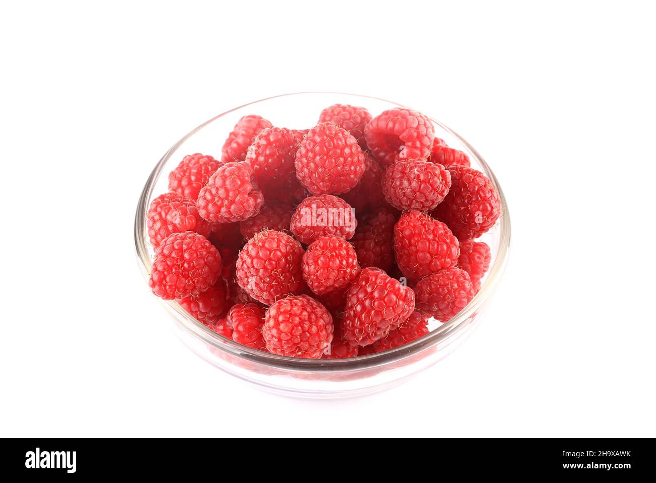 raspberry in bowl isolated on white background Stock Photo - Alamy