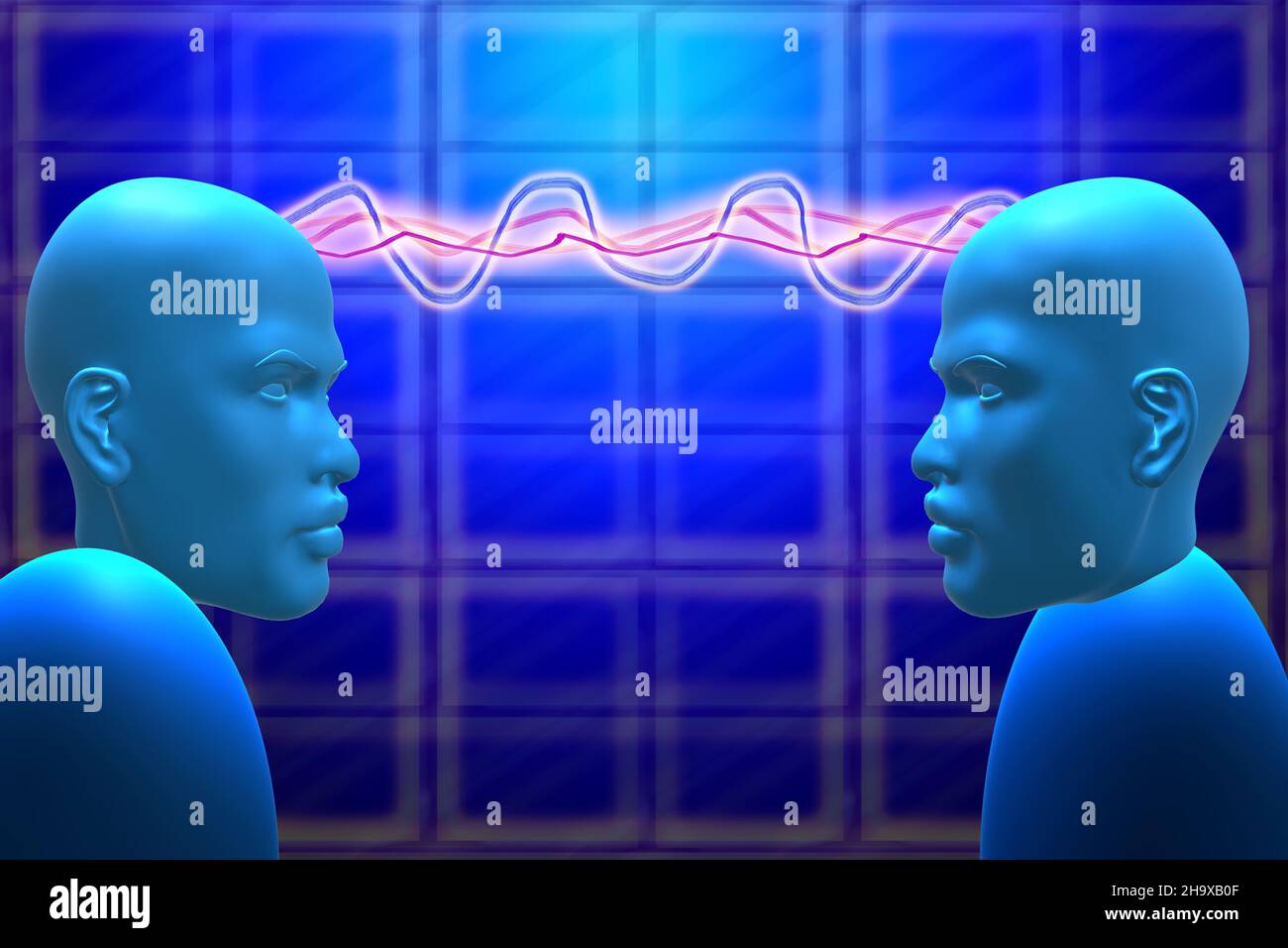 Two people communicating by telepathy Stock Photo - Alamy