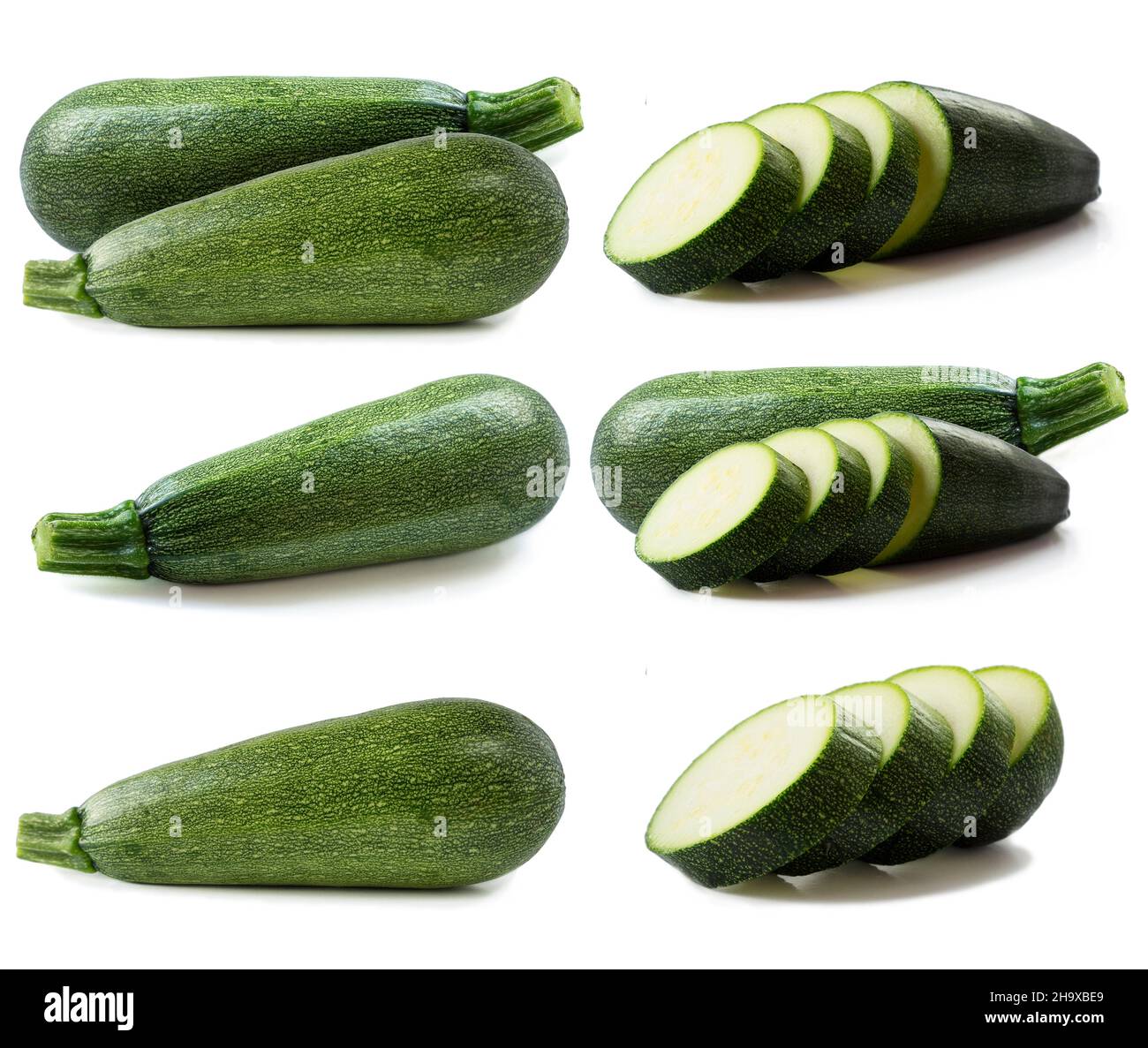 Fresh cut zucchini isolated on a white background. Design element for ...