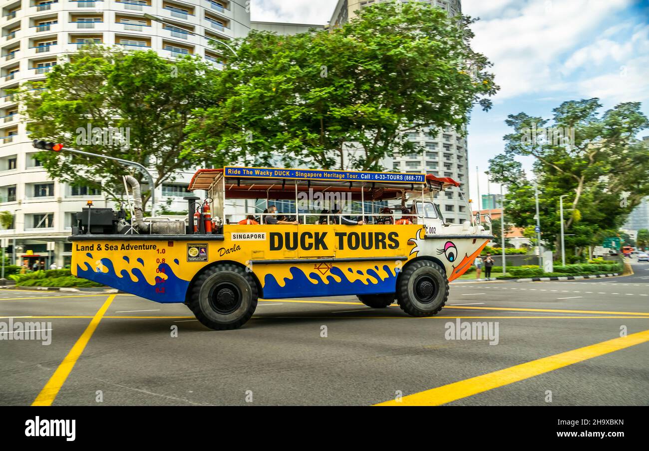 Tourists on the Duck tours for a unique city and harbour sightseeing ...