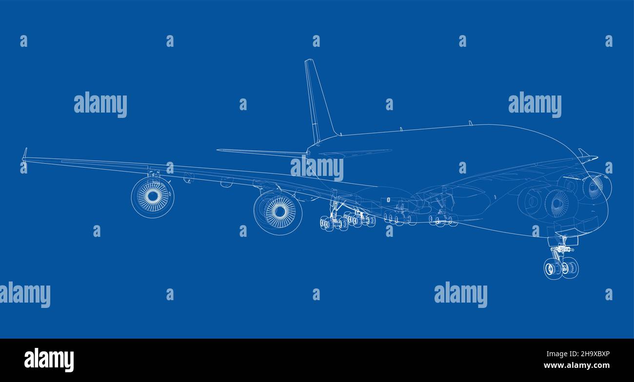 Passenger Airoplane. Vector rendering of 3d Stock Vector Image & Art ...
