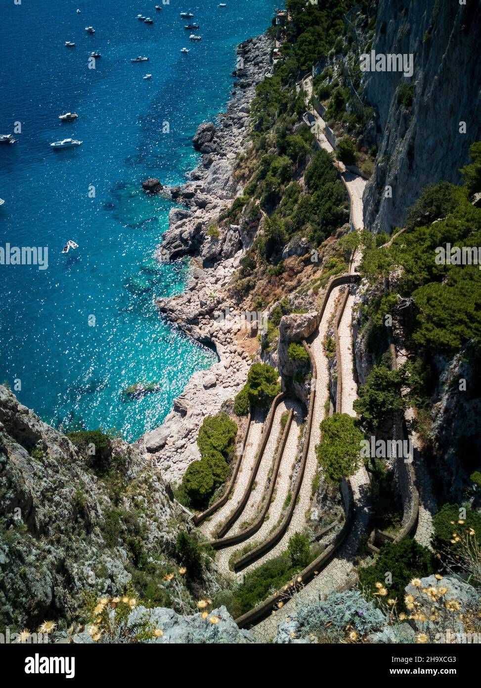 Magnificent aerialview of the island of Capri with its beautiful sea ...