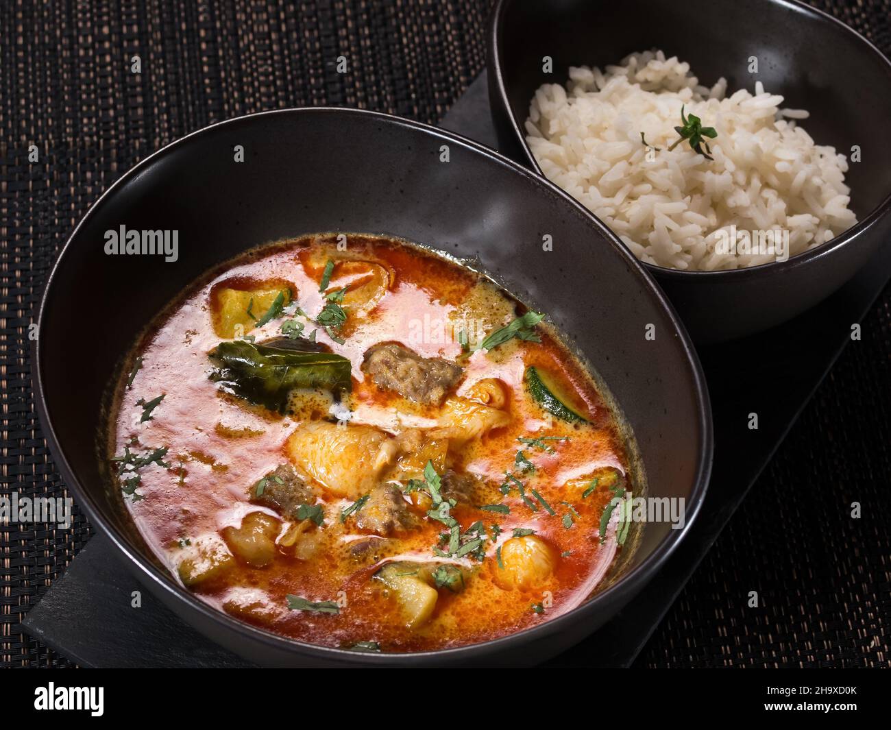 Chicken tikka masala spicy curry meat food, butter chicken with rice ...