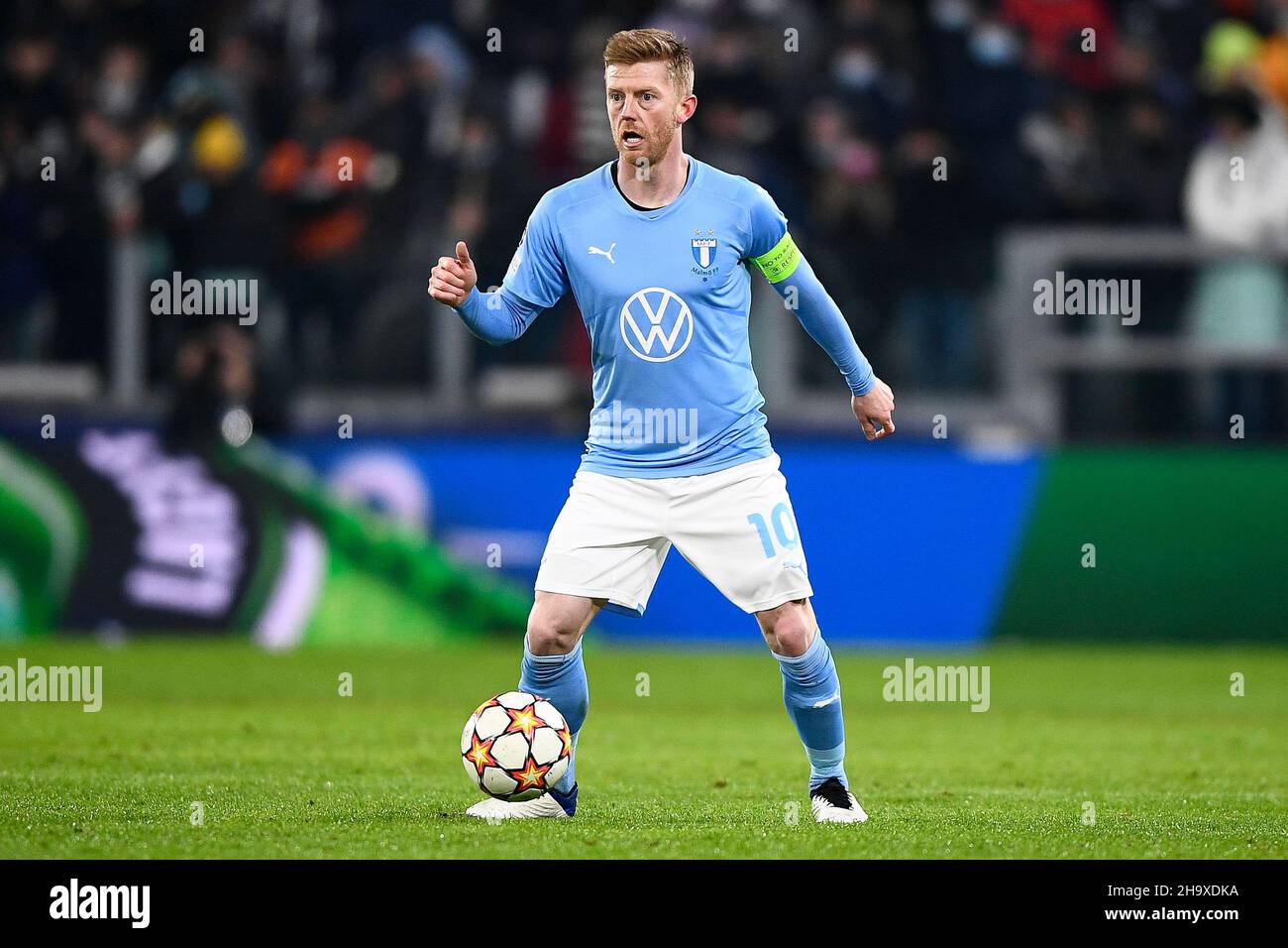 Turin, Italy. 08 December 2021. Anders Christiansen of Malmo FF in ...