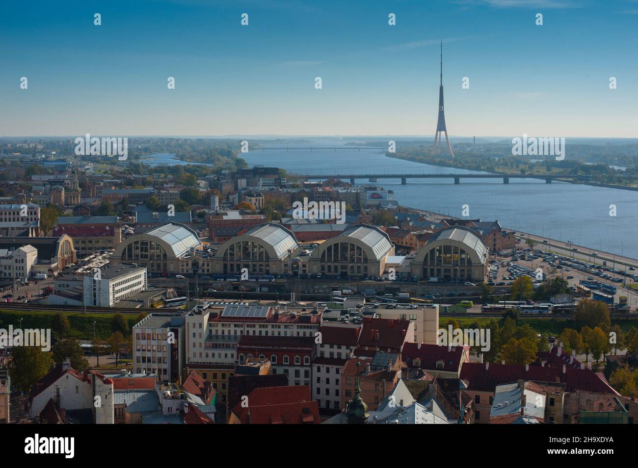 A top view of the TV tower in Riga Stock Photo - Alamy