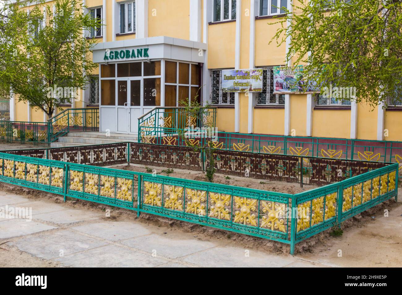 MUYNAQ, UZBEKISTAN - APRIL 22, 2018: Building of Agrobank in former ...