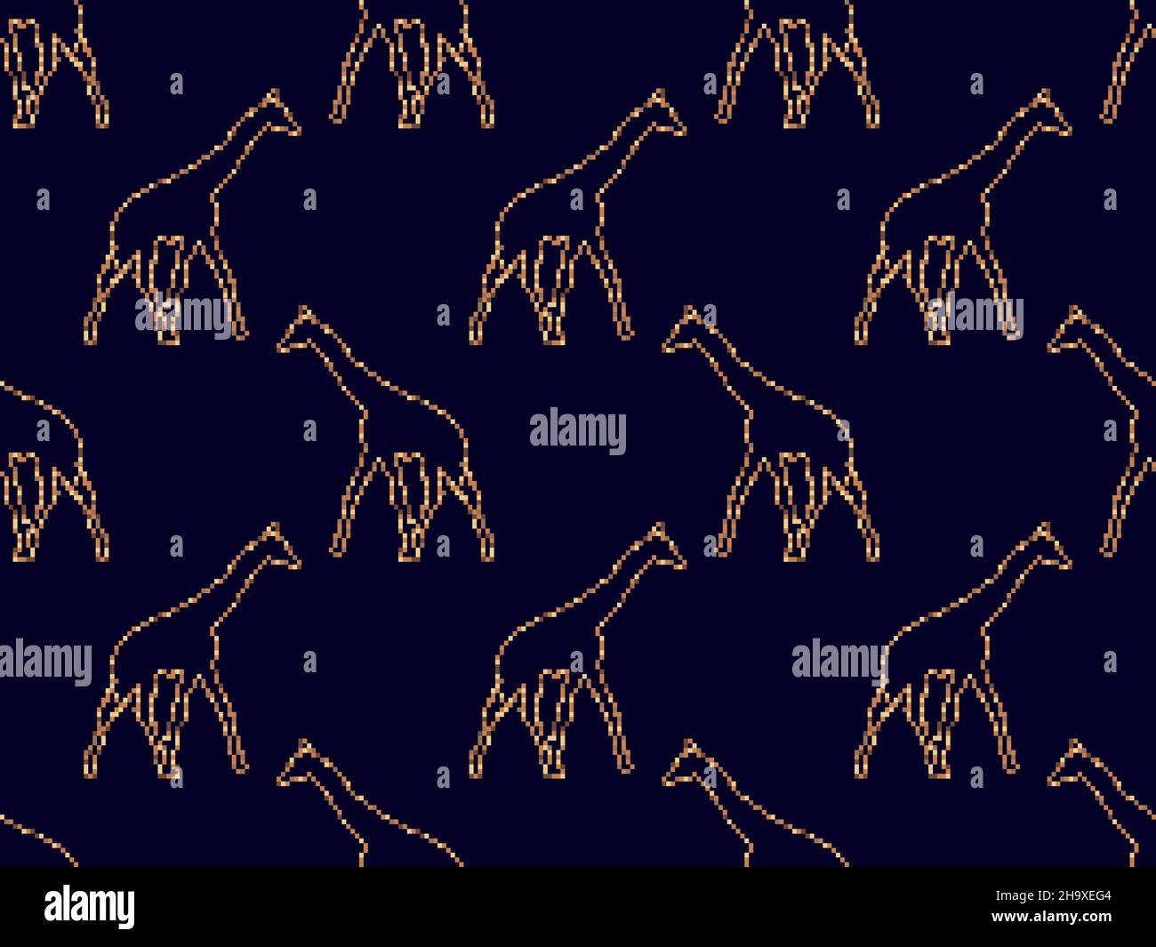 Seamless pattern with pixel giraffes. The outline of a giraffe in the ...
