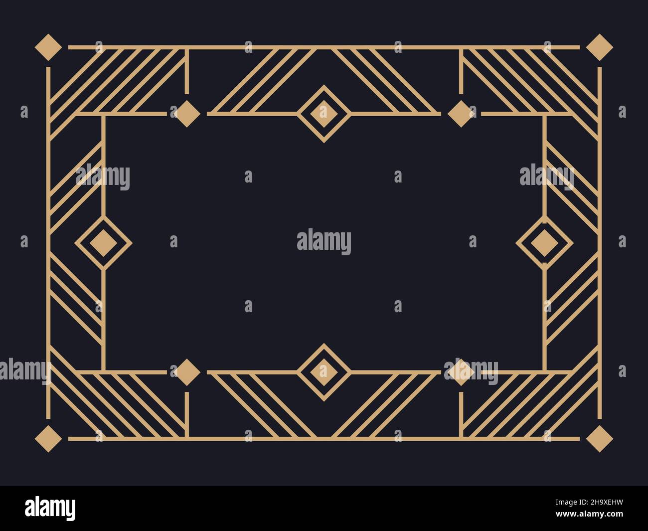 Art deco frame. Vintage linear border. Design a template for ...
