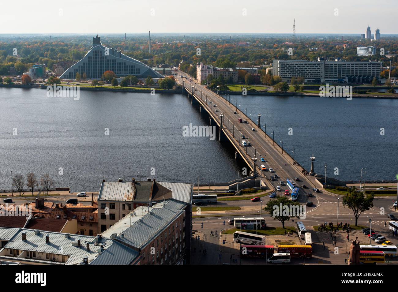 A top view of the bridge over the Western Dvina in Riga Stock Photo - Alamy