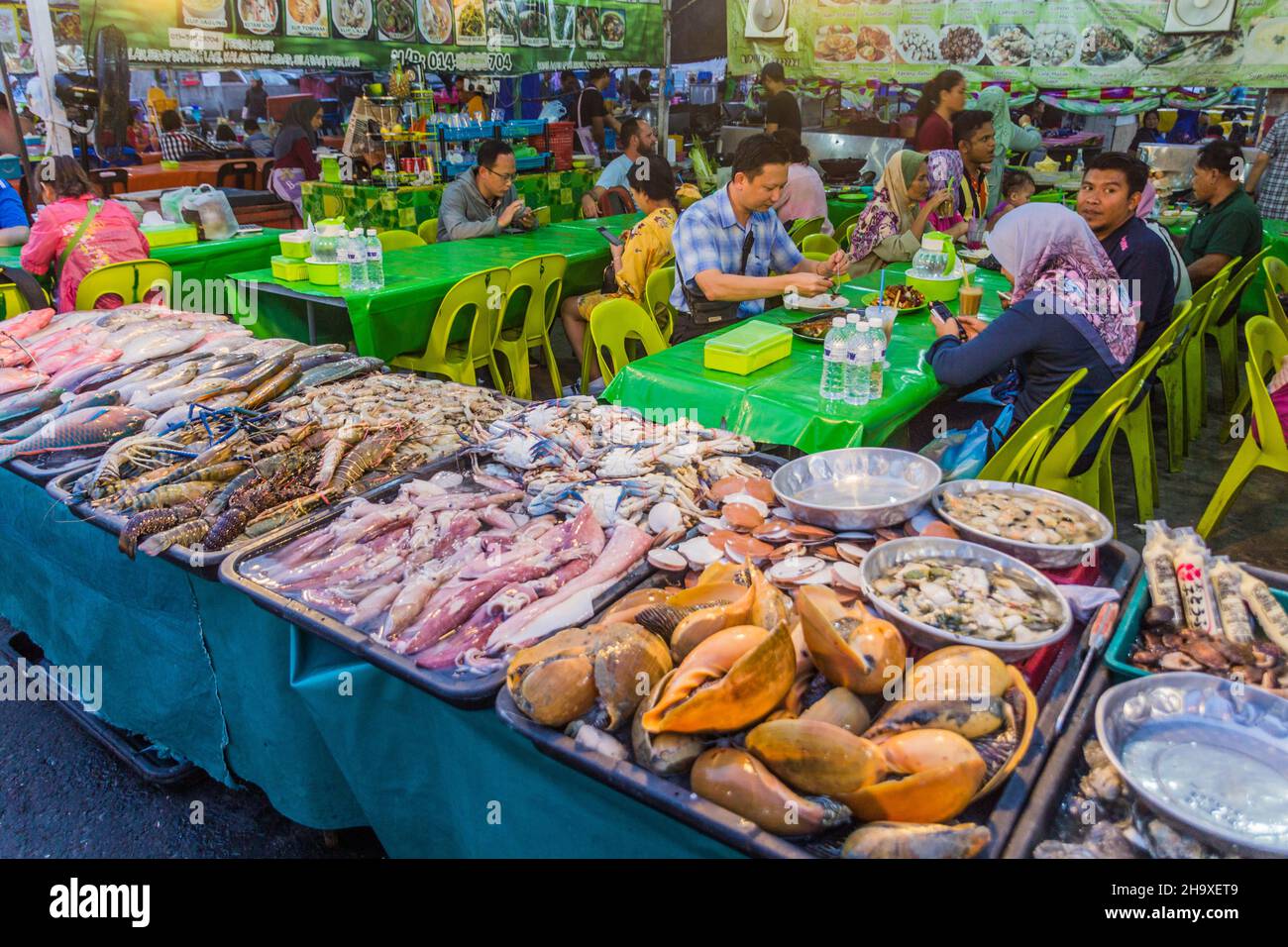 KOTA KINABALU, MALAYSIA - FEBRUARY 25, 2018: Seafood restaurant at the ...