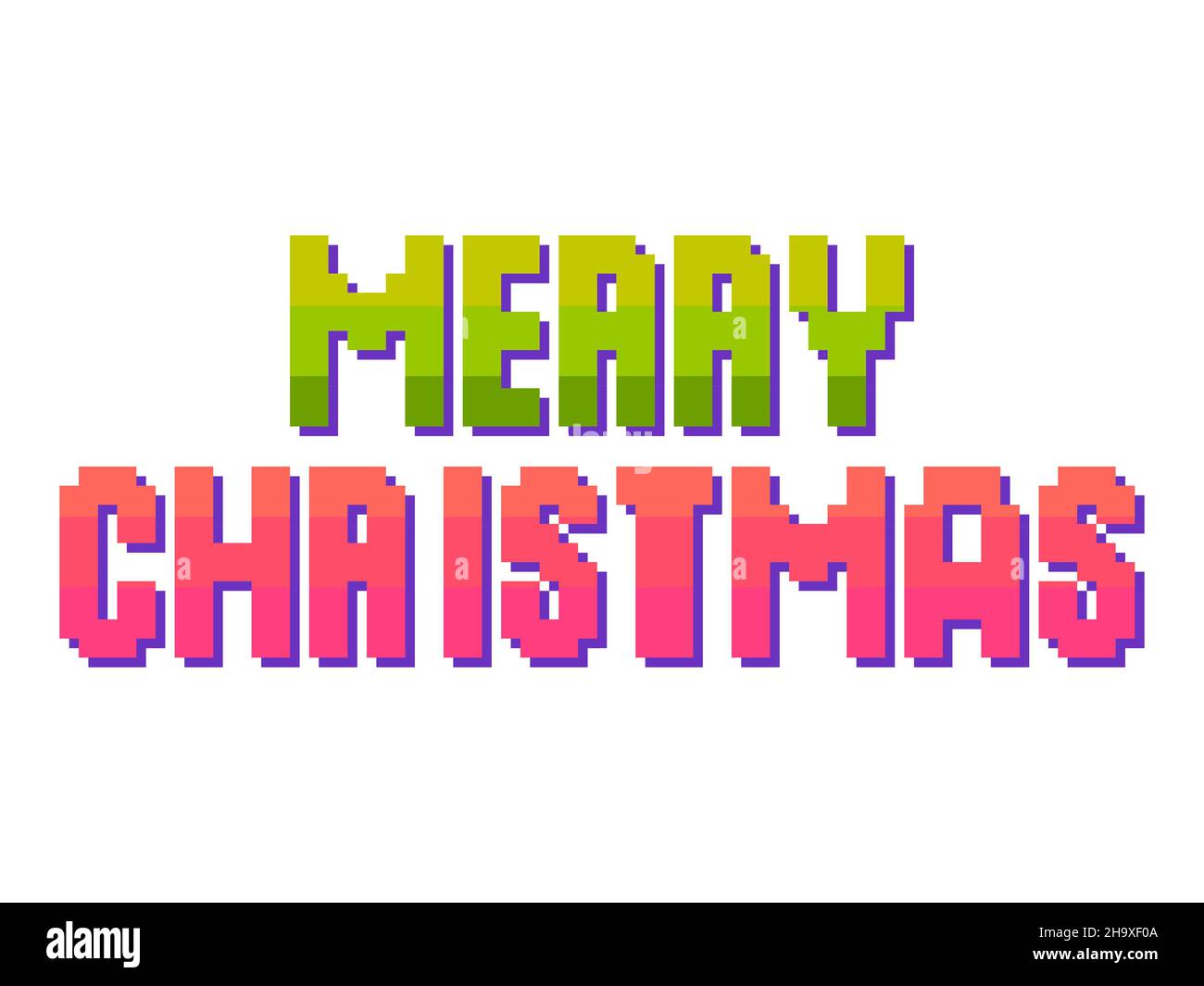 Merry Christmas, pixel art. Pixelated text in the style of 8 bit retro ...