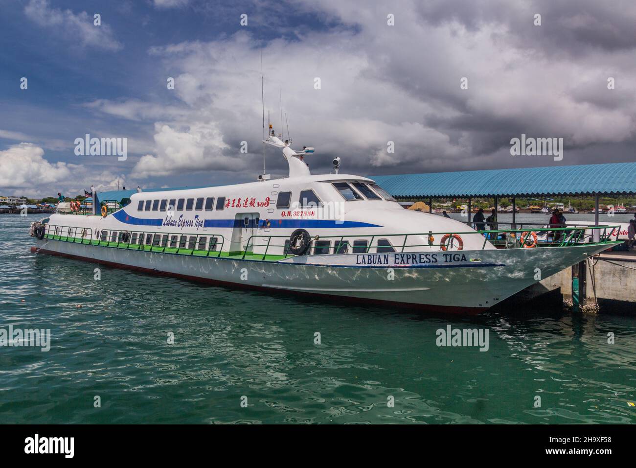LABUAN, MALAYSIA - FEBRUARY 26, 2018: Labuan Express Tiga boat in the ...
