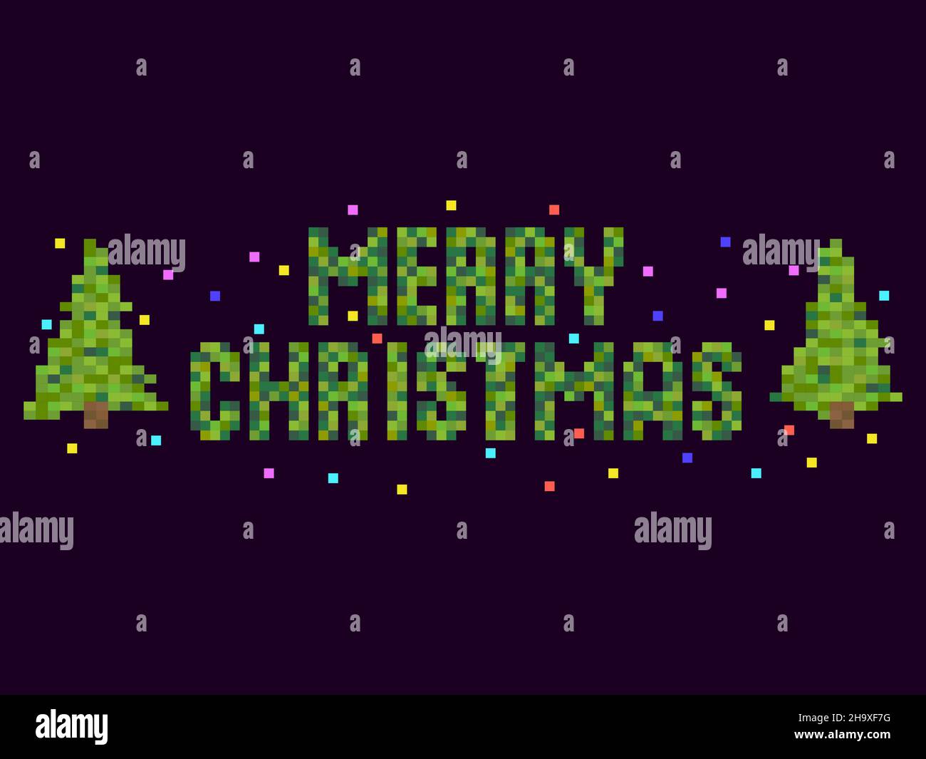 Merry Christmas, pixel art. Pixelated text in the style of 8 bit retro ...