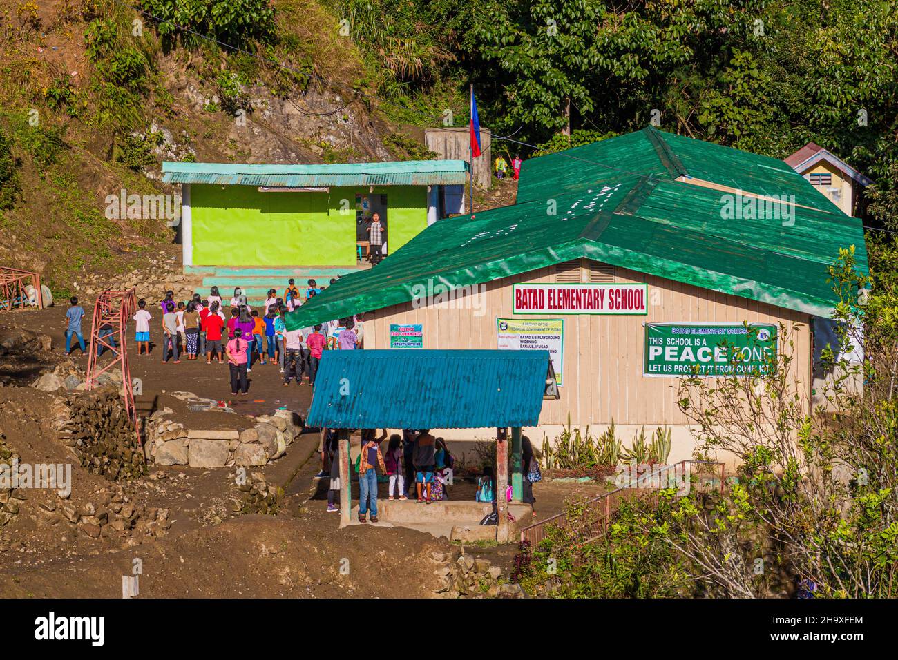 BATAD, PHILIPPINES - JANUARY 23, 2018: Elementary school in Batad ...