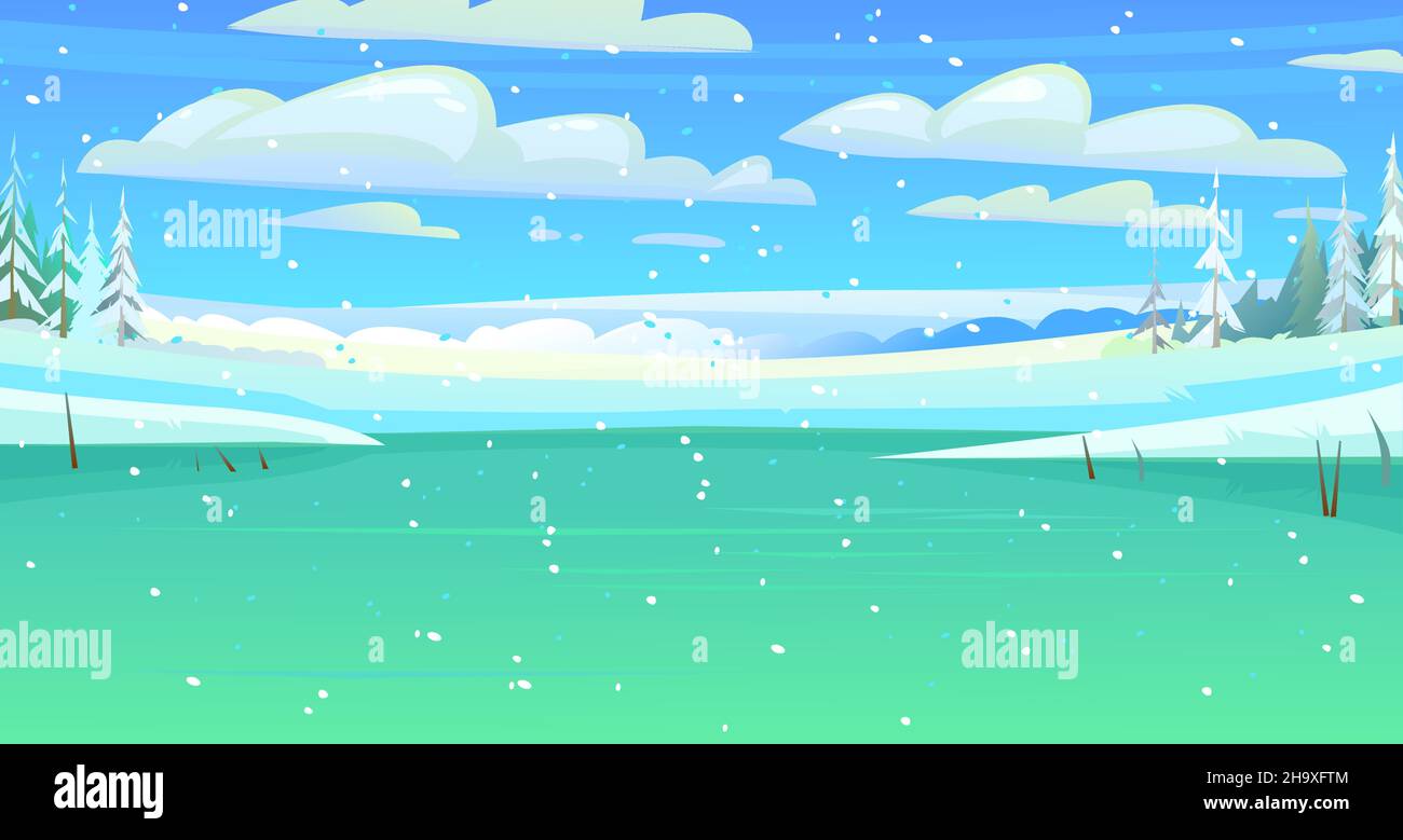 Ice Background Cartoon Pond