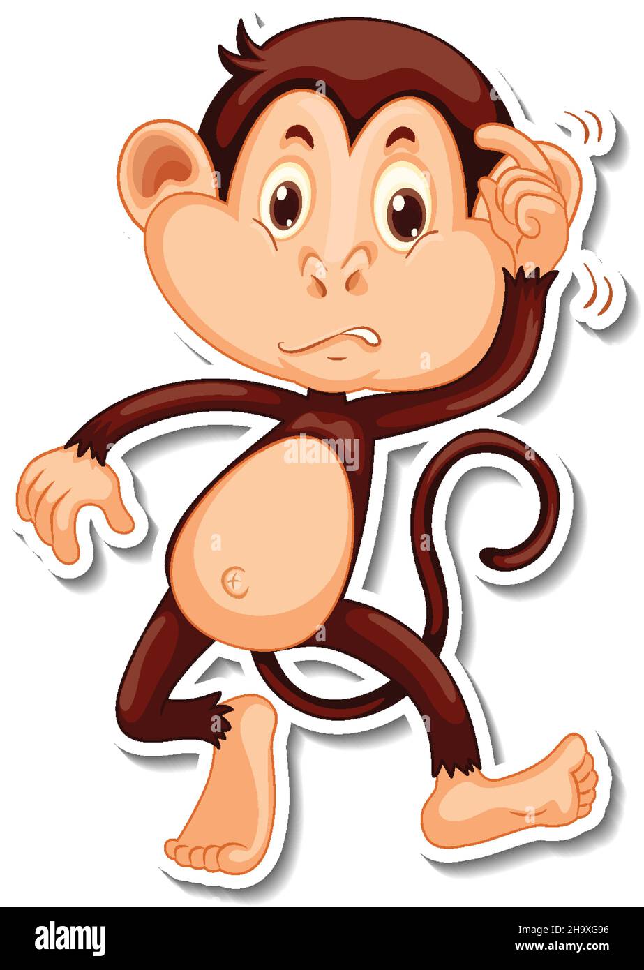 Monkey cartoon character sticker illustration Stock Vector Image & Art ...