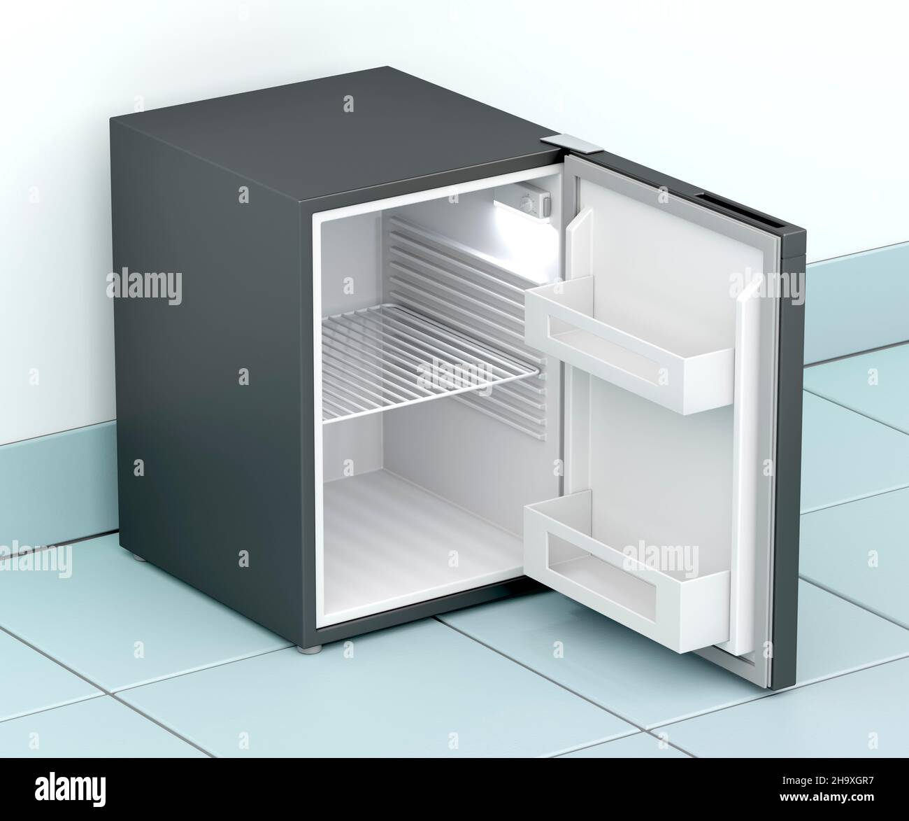 Empty refrigerator in the kitchen Stock Photo - Alamy