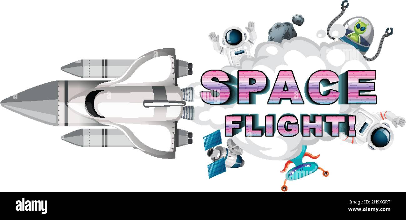 Space Flight word logo design with Spaceship illustration Stock Vector ...