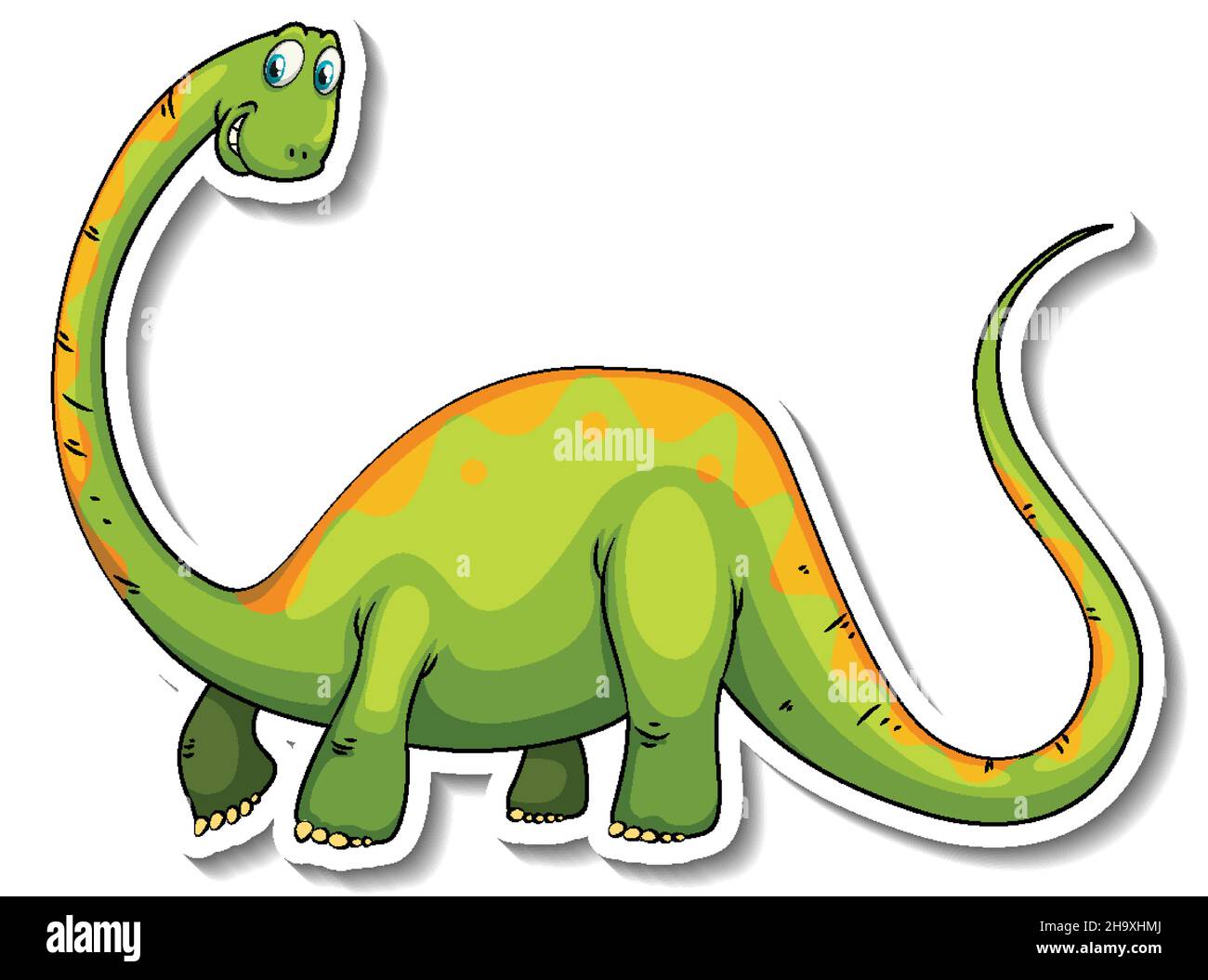 Brachiosaurus dinosaur cartoon character sticker illustration Stock ...