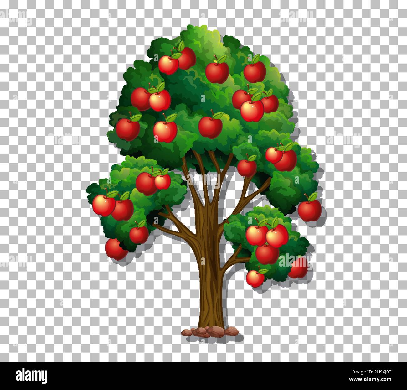 Apple tree on transparent background illustration Stock Vector Image ...