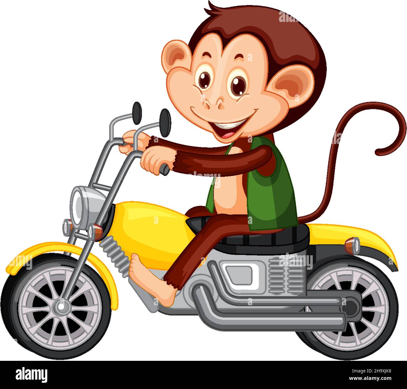 Little monkey riding motorcycle on white background illustration Stock ...