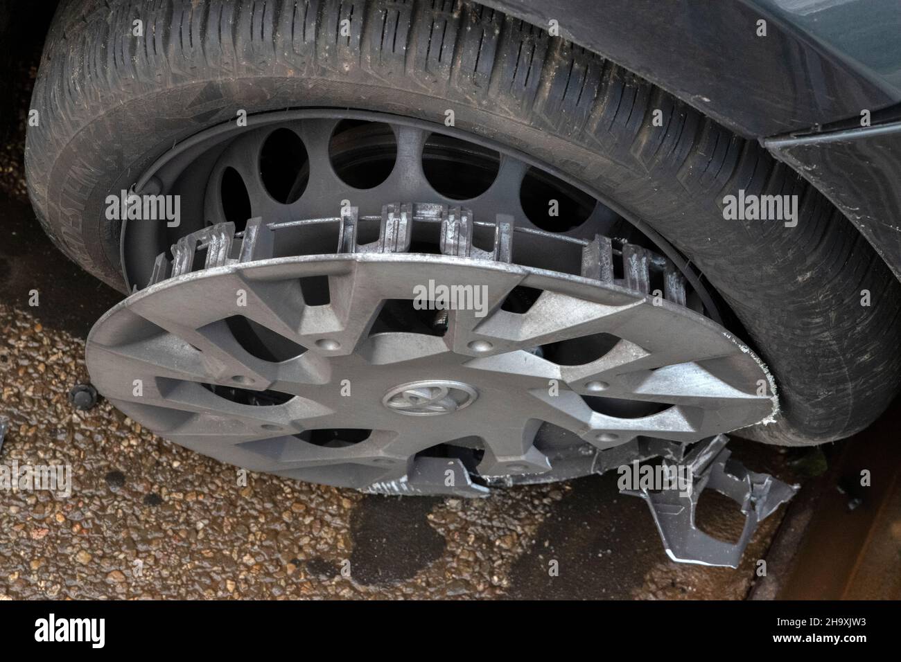 Side View Damaged Wheel After A Car Accident At Amsterdam The ...